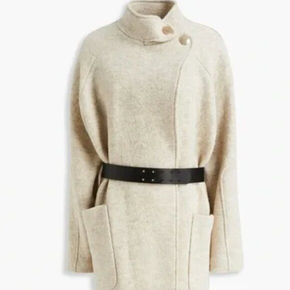 ba&sh | Jackets & Coats | Bash Long Wool Belted Coat In Dark Charcoal ...